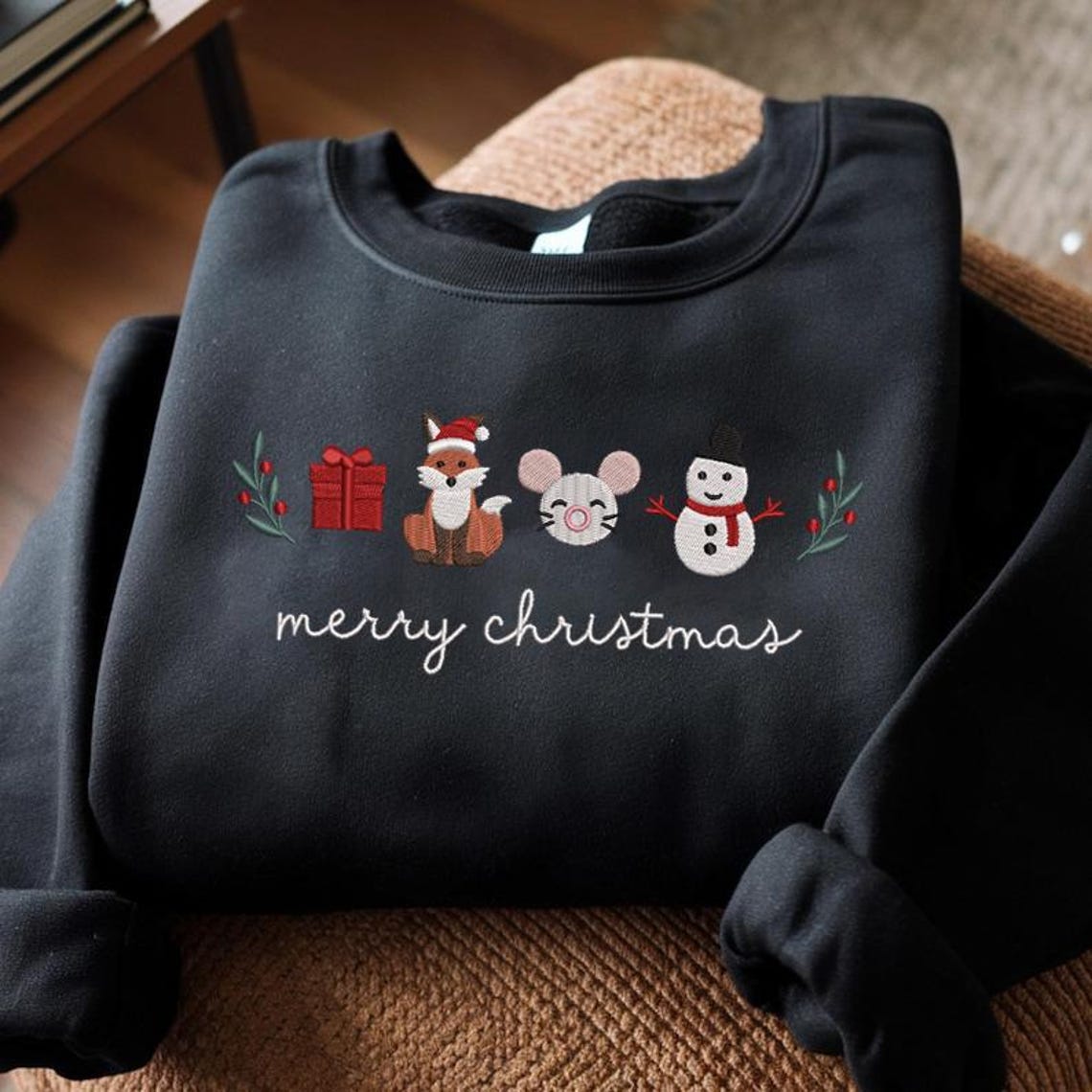 Christmas Animals Line Art Stitch File, Holiday Outline Pattern ...