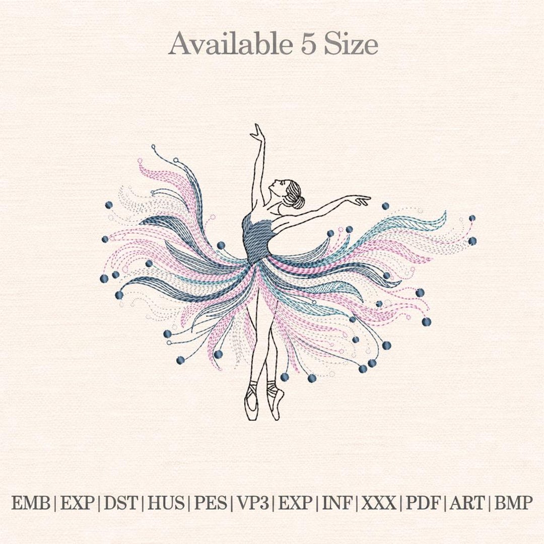 Ballet Dancer Embroidery Design, Artistic Ballet Fairy Embroidery File ...
