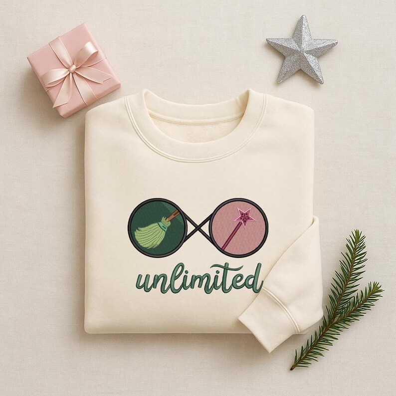 Infinity Magic Broom and Wand Embroidery Design, Witchcraft Infinity ...