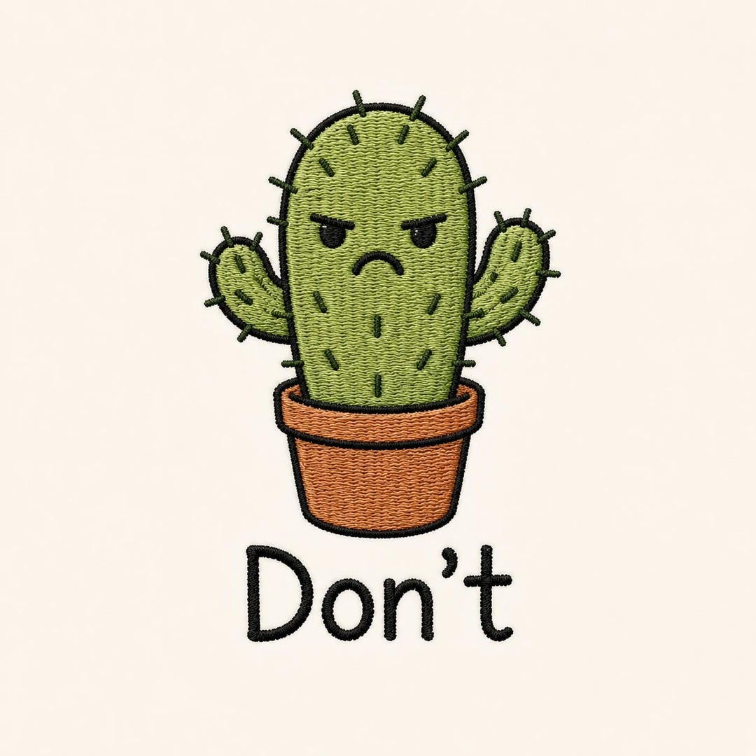 Dont Angry Cactus Embroidery Design Funny Succulent Plant Sarcastic ...