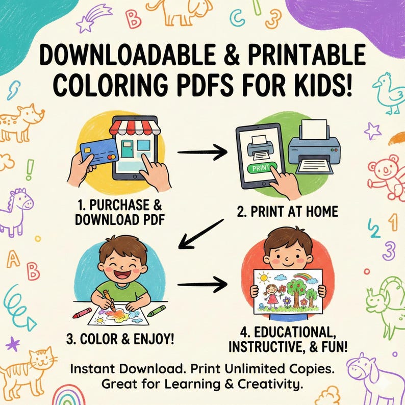 75 Animal Coloring Pages | Fun Kids Printable (instant Download) - Etsy