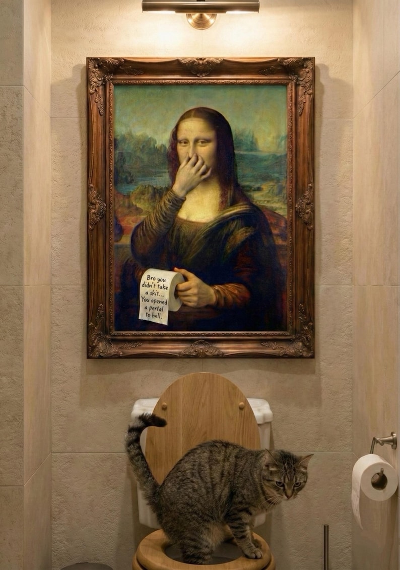 Mona Lisa Toilet Paper Poster, Funny Bathroom Decor, Renaissance Meme ...