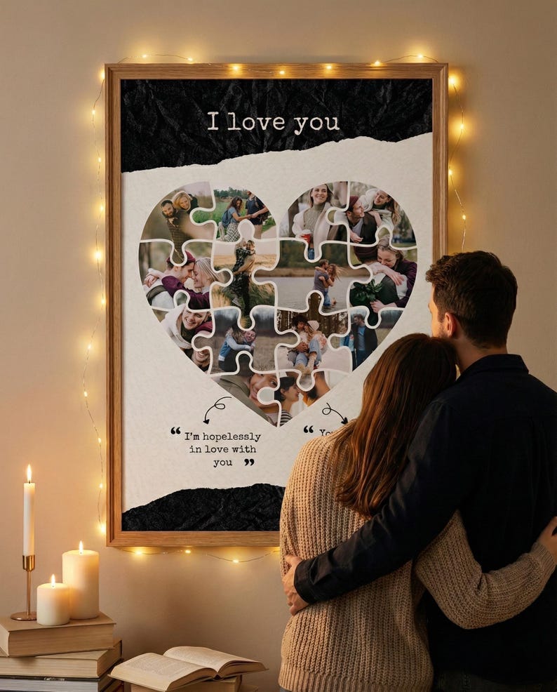Custom Heart Photo Collage Puzzle • Valentine's Day Anniversary Gift - Etsy