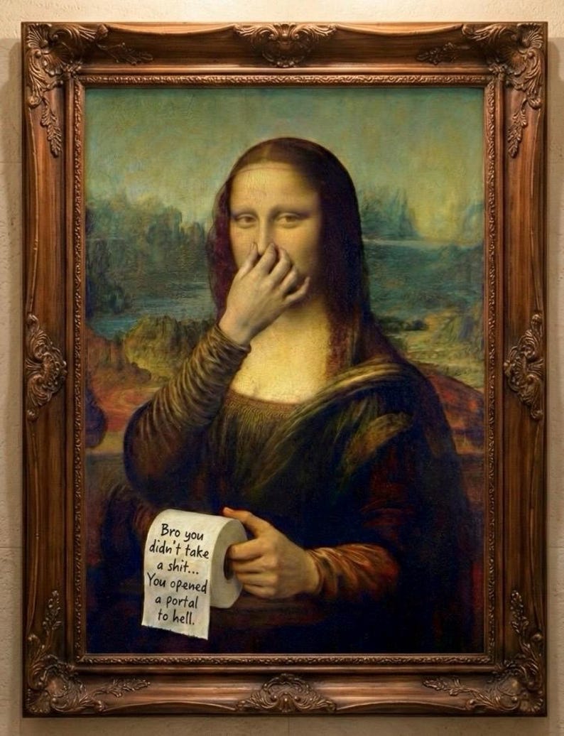 Mona Lisa Toilet Paper Poster, Funny Bathroom Decor, Renaissance Meme ...