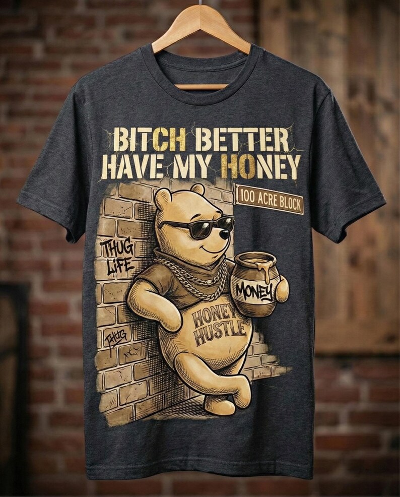 Funny Honey Bear Shirt Design, Thug Life Bear PNG, Edgy Streetwear ...