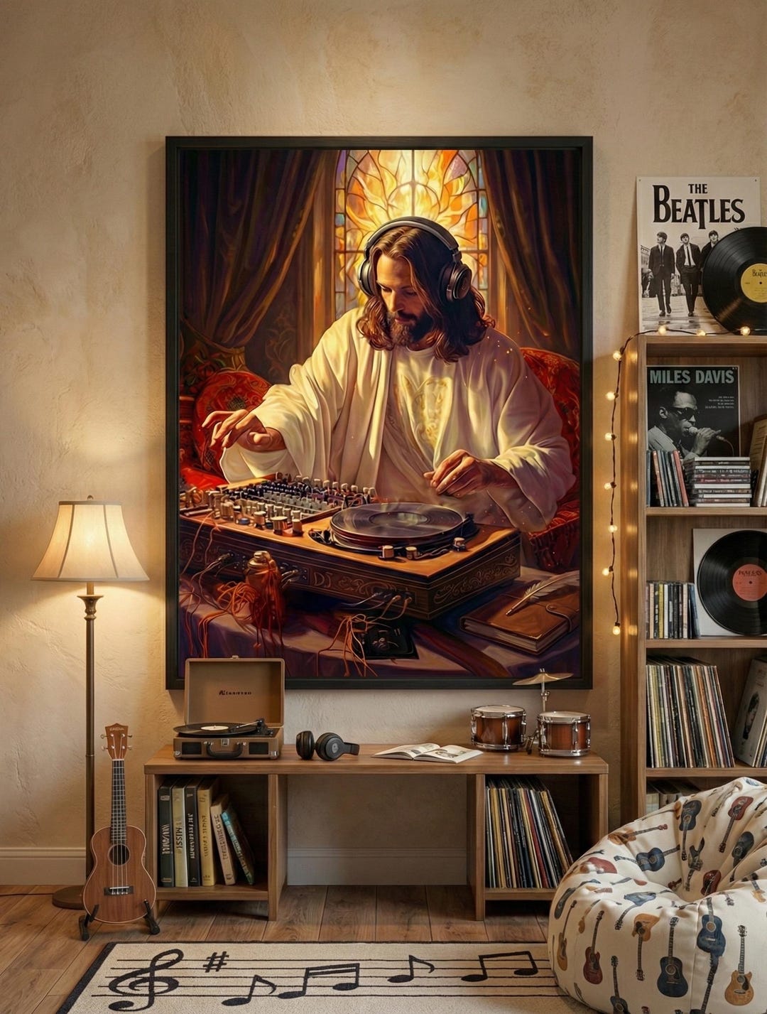 Funky Jesus DJ Print, Retro 70s Music Poster - Etsy