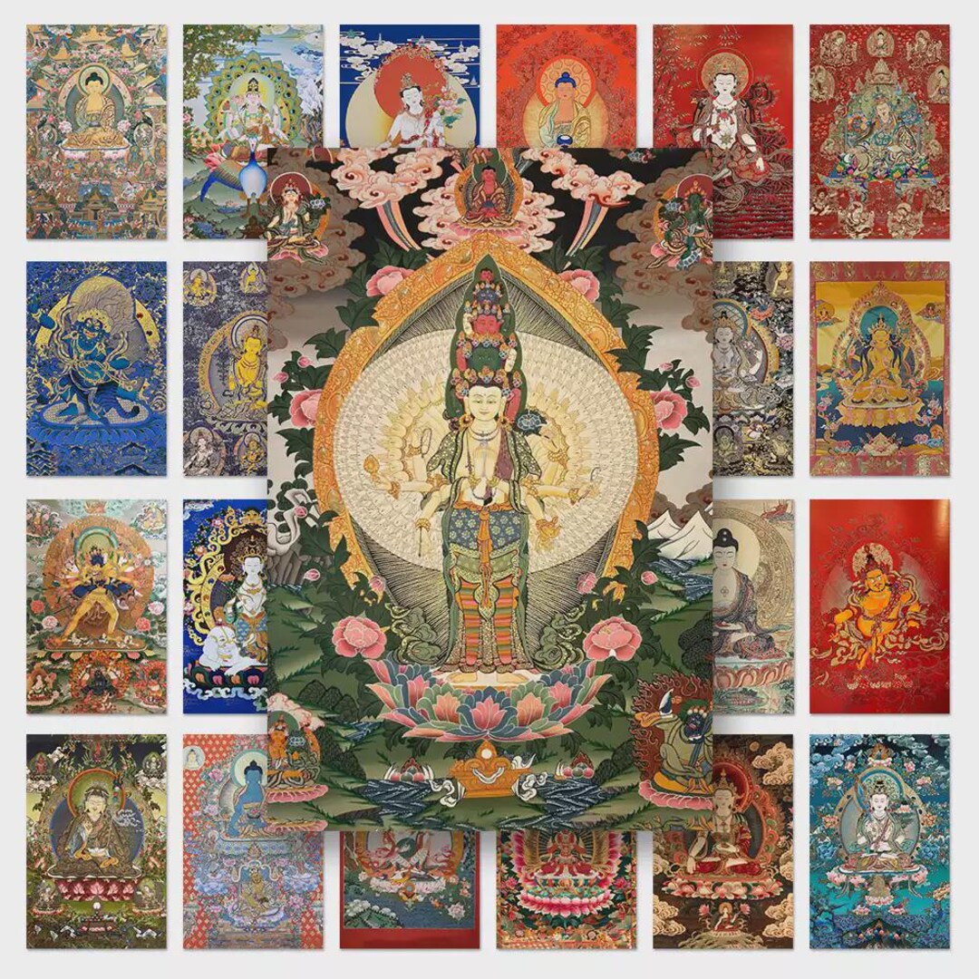Tibetan Thangka Art Stickers Set of 108 — Waterproof Buddhist Mandala ...