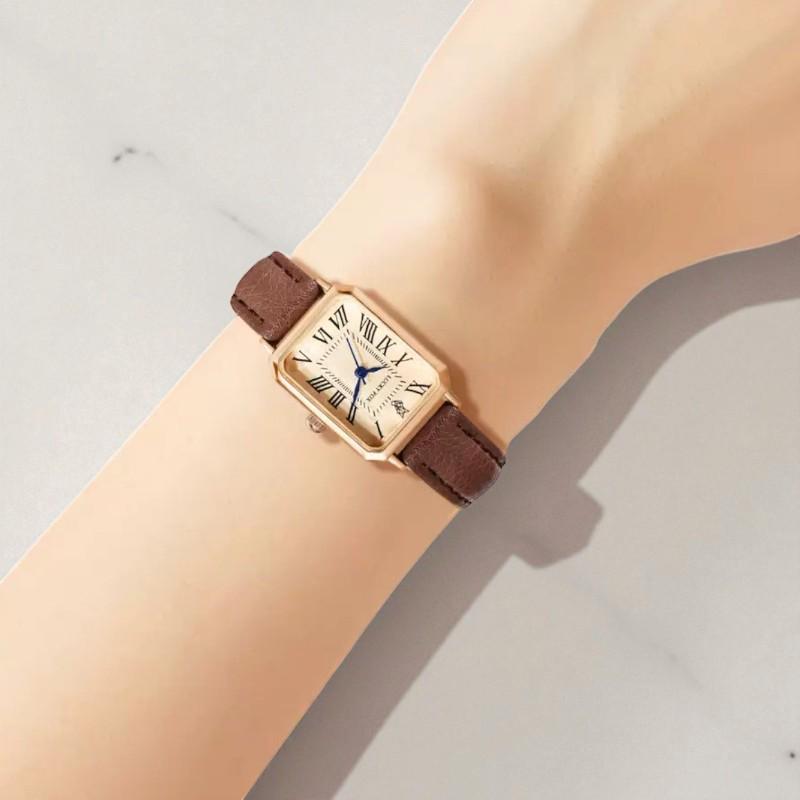 Classic Retro Watch: Gold-tone Rectangle Face & Leather Band - Etsy Canada