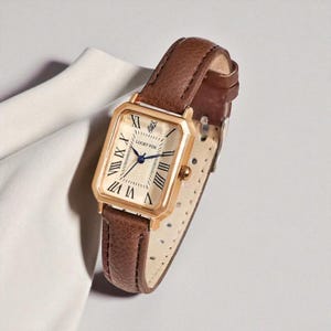 Classic Retro Watch: Gold-tone Rectangle Face & Leather Band - Etsy Canada