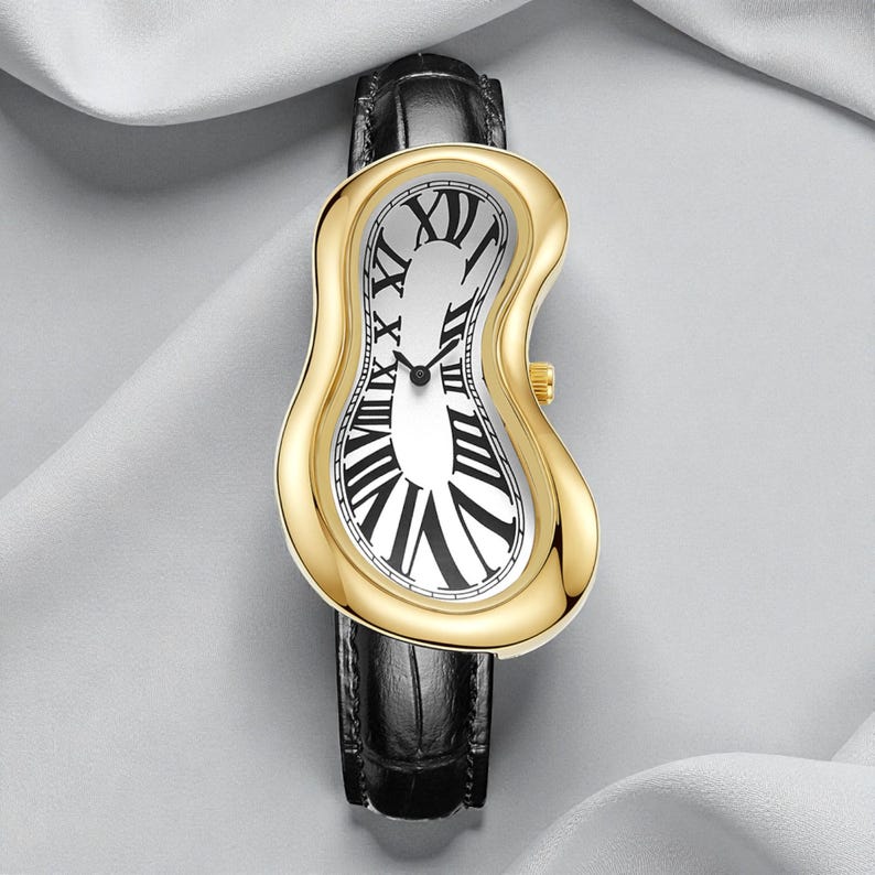 Surreal Melted Watch: Artistic Gold & Silver Vintage Design - Etsy