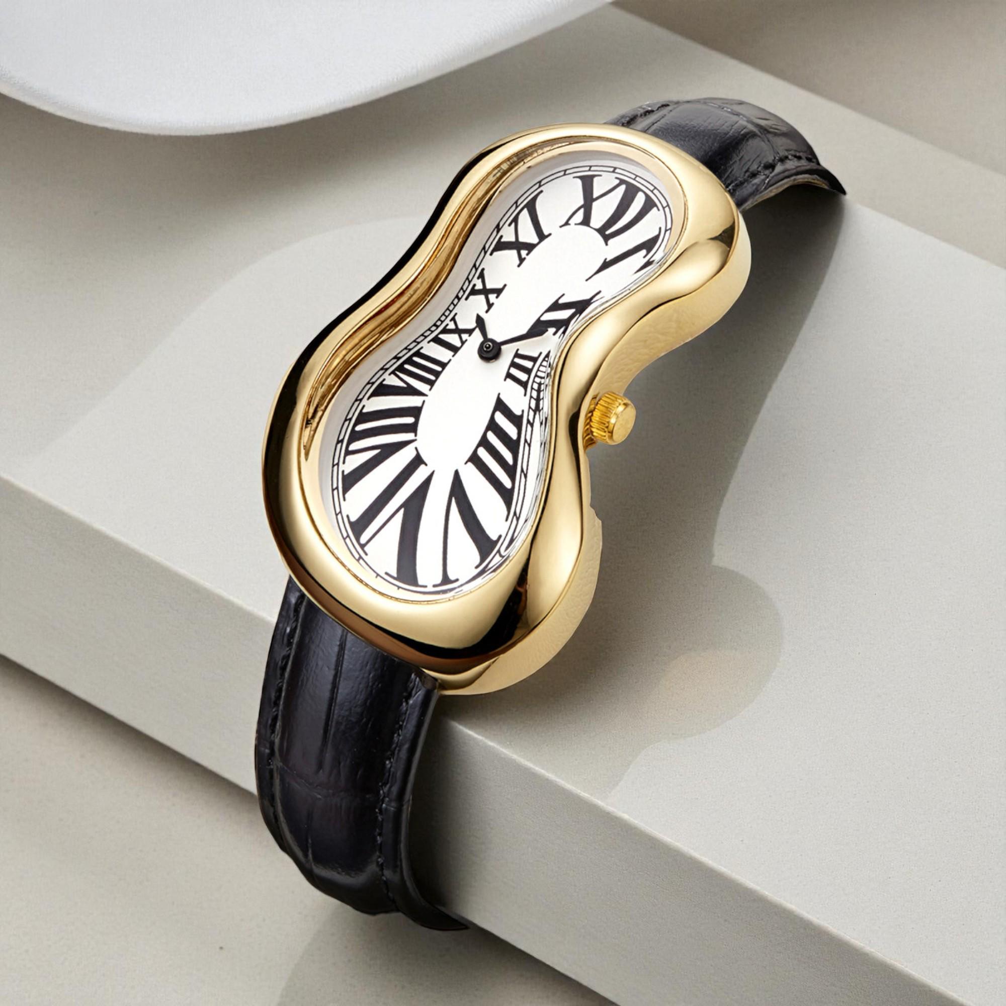 Surreal Melted Watch: Artistic Gold & Silver Vintage Design - Etsy