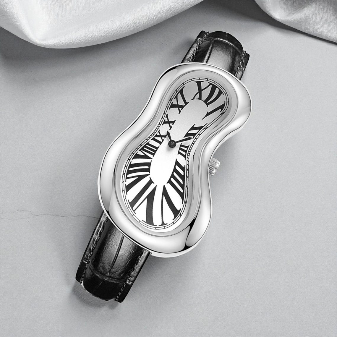 Surreal Melted Watch: Artistic Gold & Silver Vintage Design - Etsy