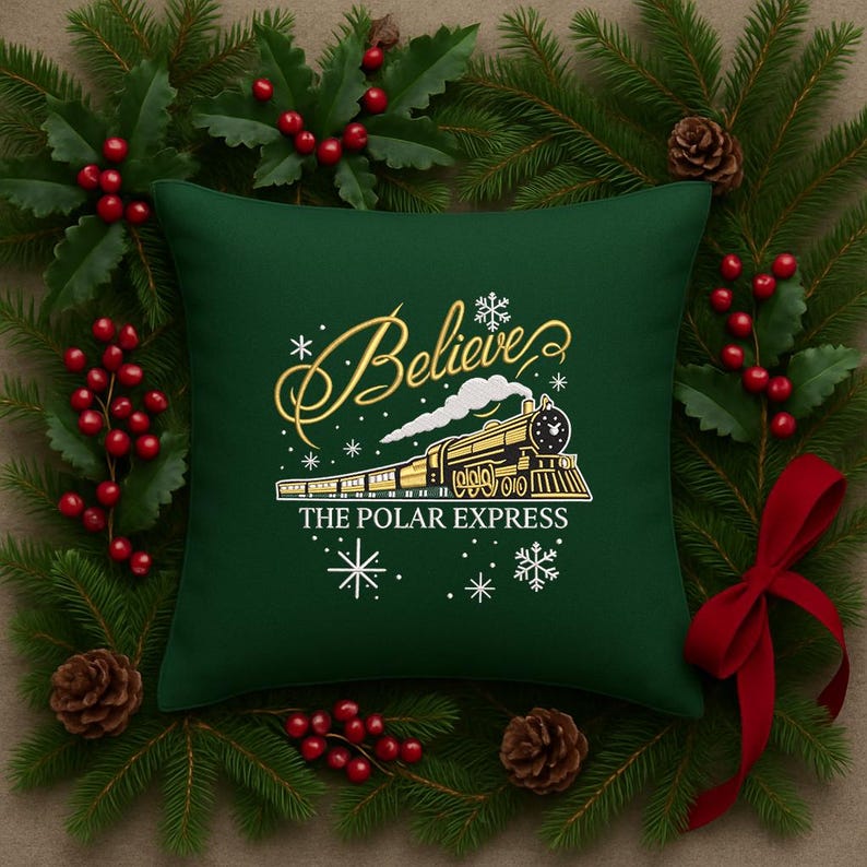 Christmas Train Embroidery Design, Believe Holiday Train Stitch File ...