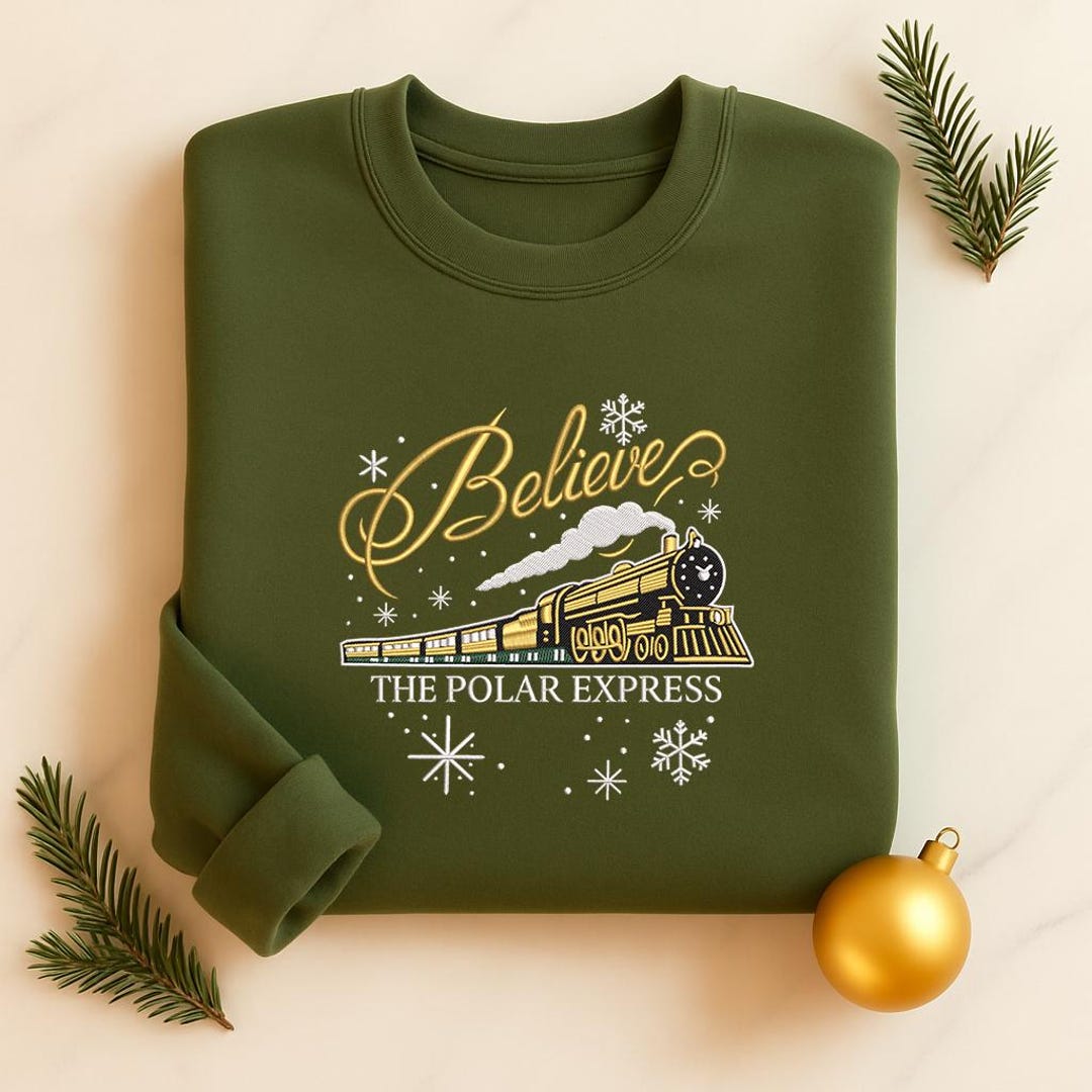 Christmas Train Embroidery Design, Believe Holiday Train Stitch File ...