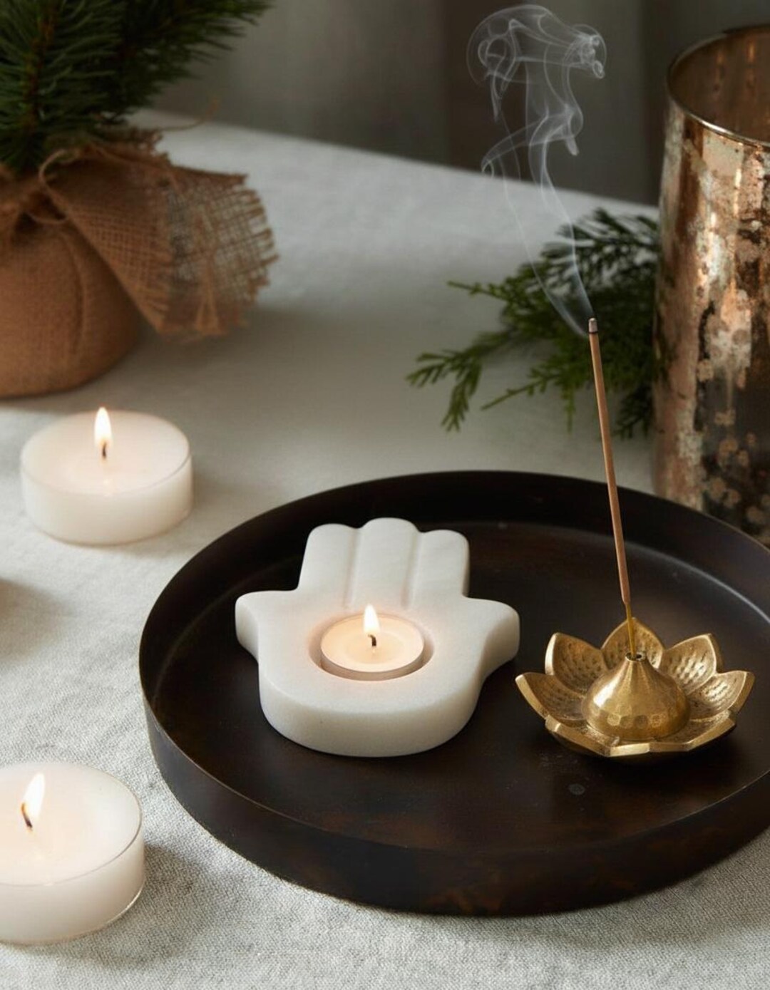 Hand-shaped White Marble Candle Holder - Etsy