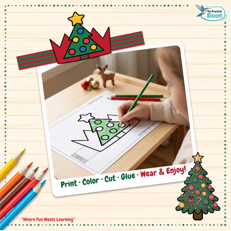 Corona de papel para árbol de Navidad / Diadema navideña / Gorro ...