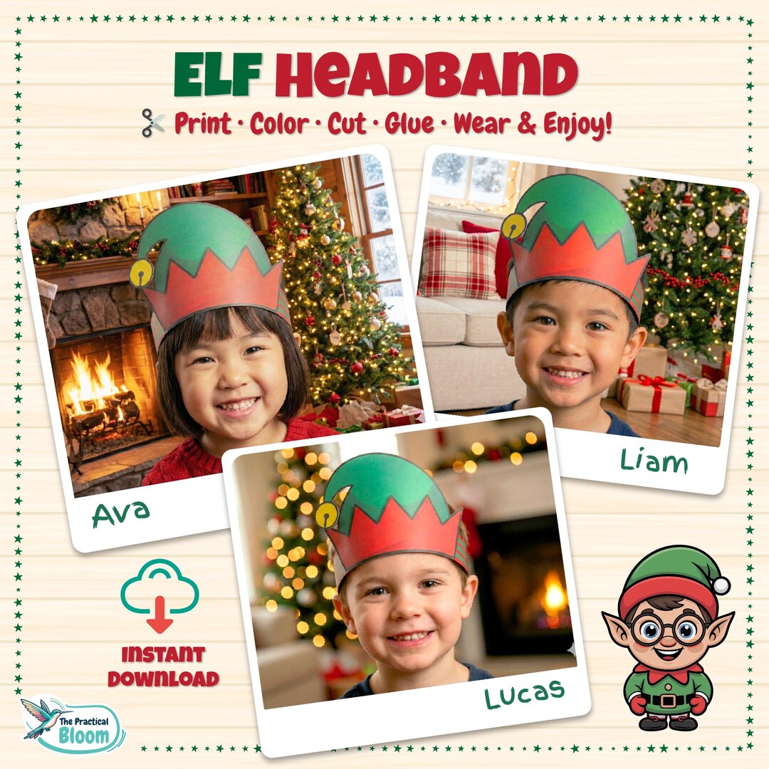 Elf Paper Crown | Kids Christmas Craft, Holiday Headband (printable) - Etsy