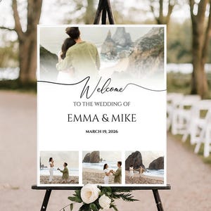 Elegant Script Wedding Welcome Sign Template • Editable Photo Poster ...