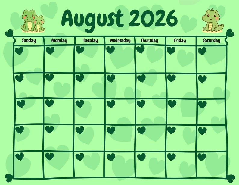 Kawaii Animal Calendar 2026 | Printable Planner (digital Download) - Etsy