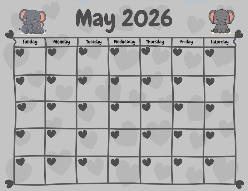 Kawaii Animal Calendar 2026 | Printable Planner (digital Download) - Etsy