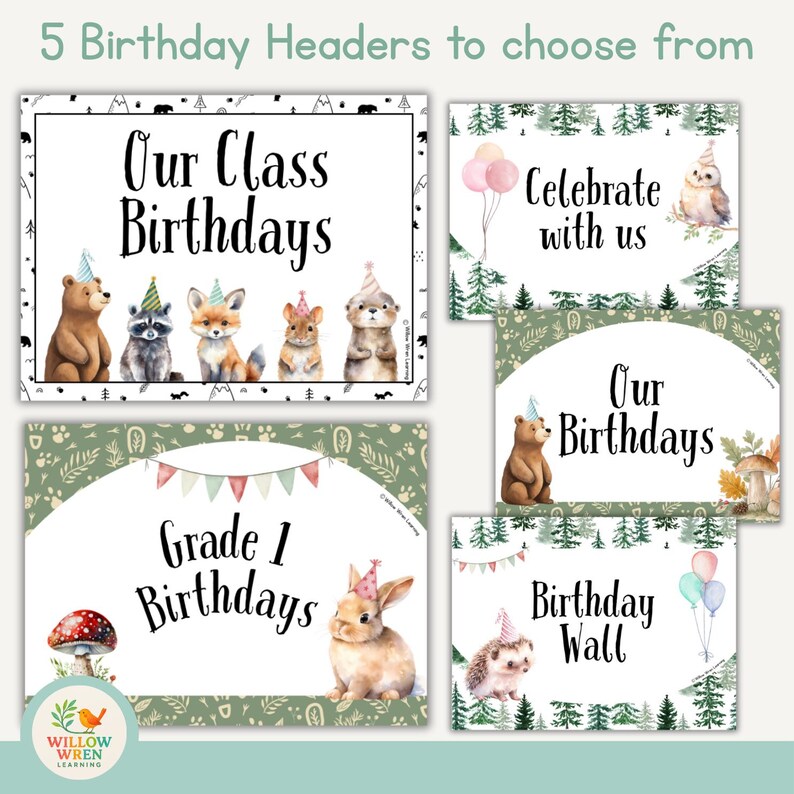 Woodland Birthday Board | Forest Friends Classroom Decor (canva ...