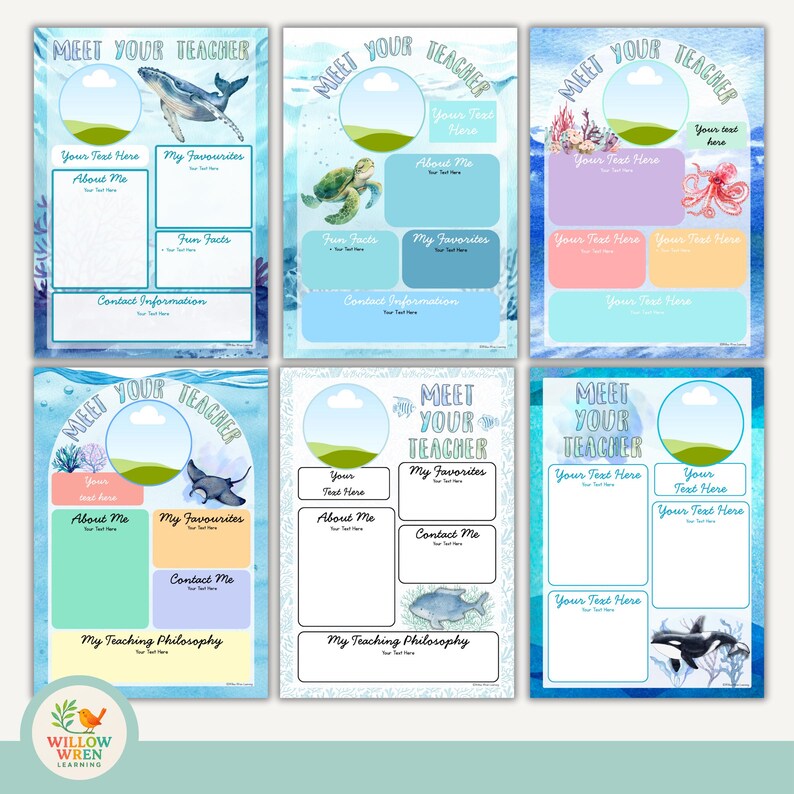 Ocean Blue Meet the Teacher Template | Editable Back to School ...