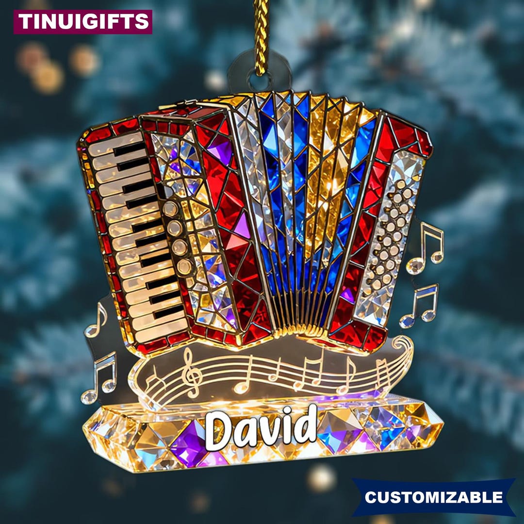 Personalized Accordion Music Ornament, Custom Musician Acrylic Ornament ...