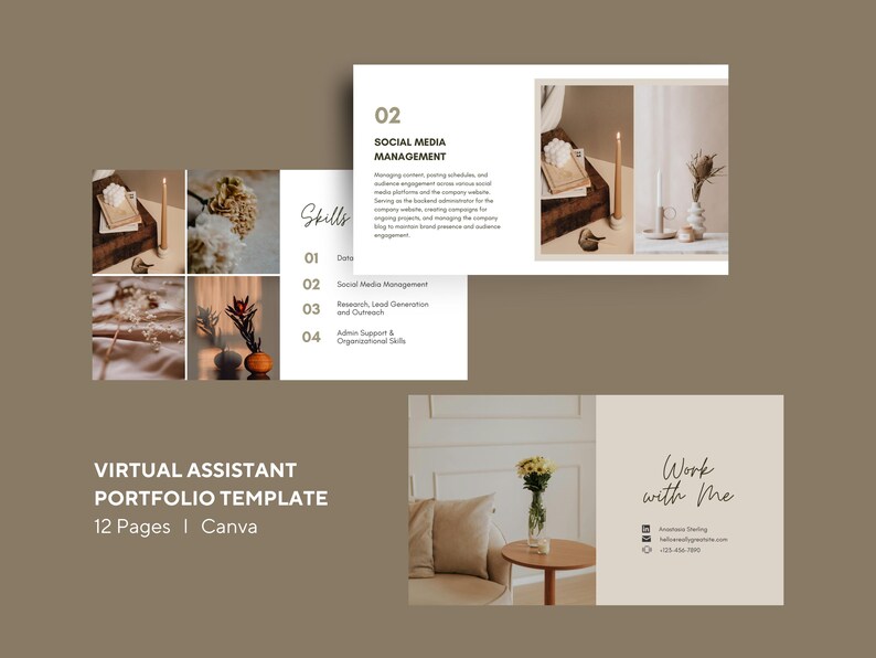 Creative Virtual Assistant Portfolio | Editable Canva | Bonus Custom ...