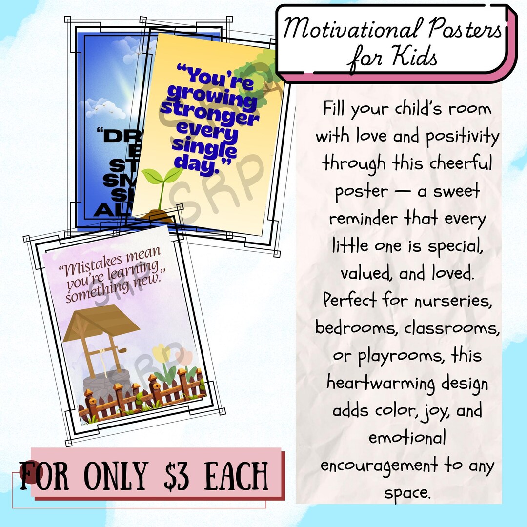 Motivational Posters for Kids - Etsy