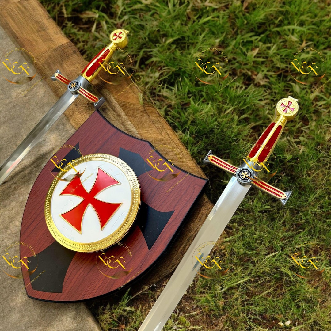 Handmade Templar Knights Sacred Holy Sword Set • 2 Crossed Swords ...