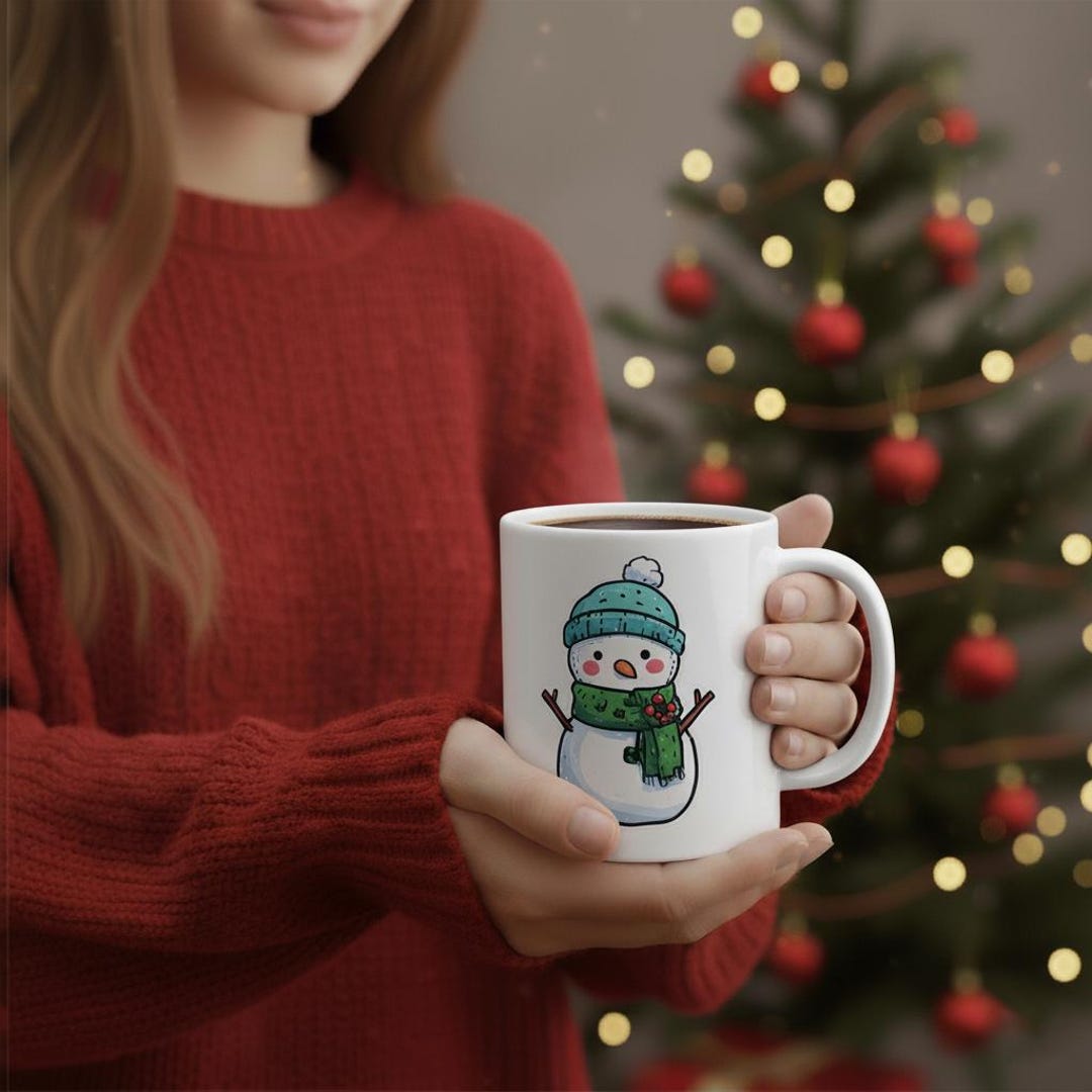 Snowman Ceramic Mug | Holiday Winter Coffee Cup | Cute Christmas Gift ...