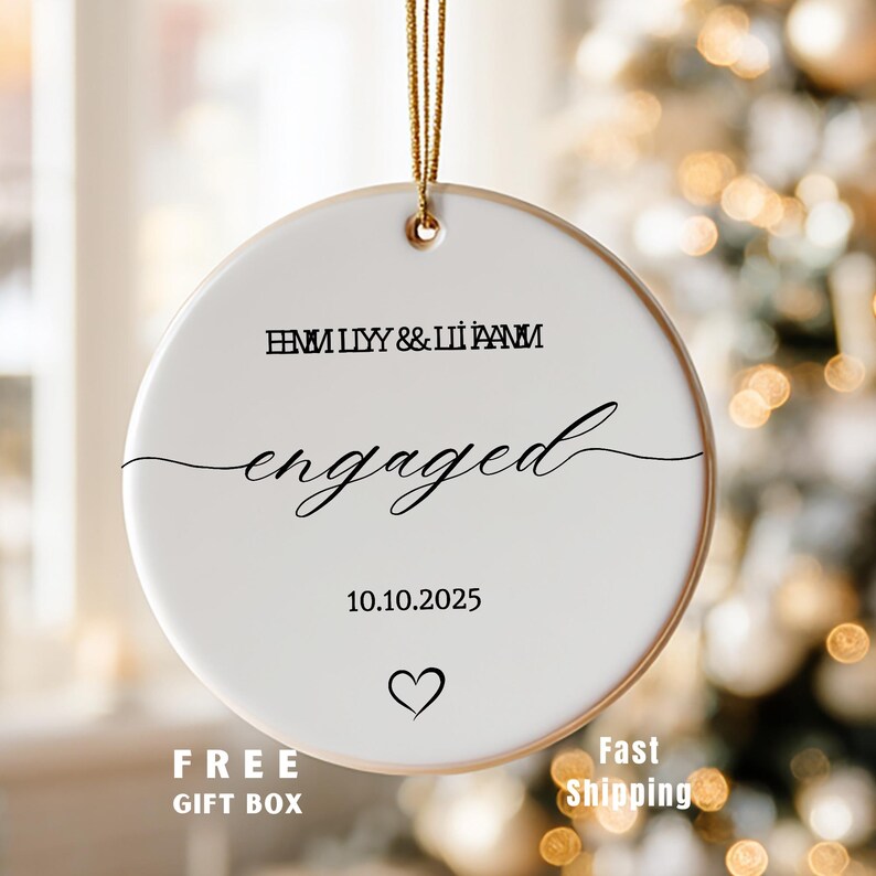 Custom Engagement Ornament, Personalized Engaged Bauble Gifts for ...