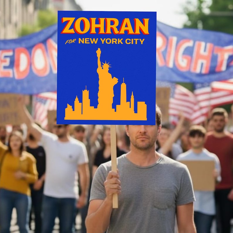 Zohran Mamdani New York NYC Mayor Poster, Vote Blue, Progressive ...