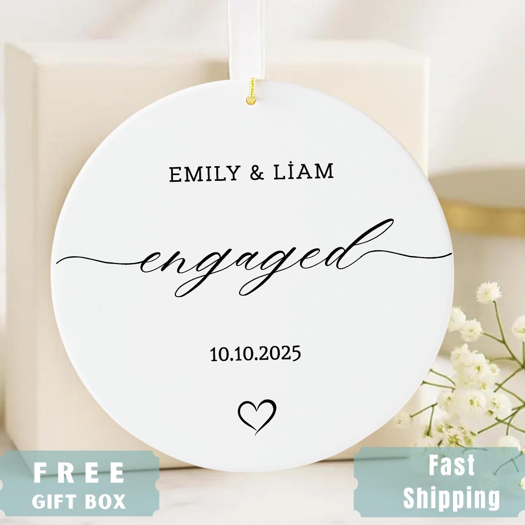 Custom Engagement Ornament, Personalized Engaged Bauble Gifts for ...