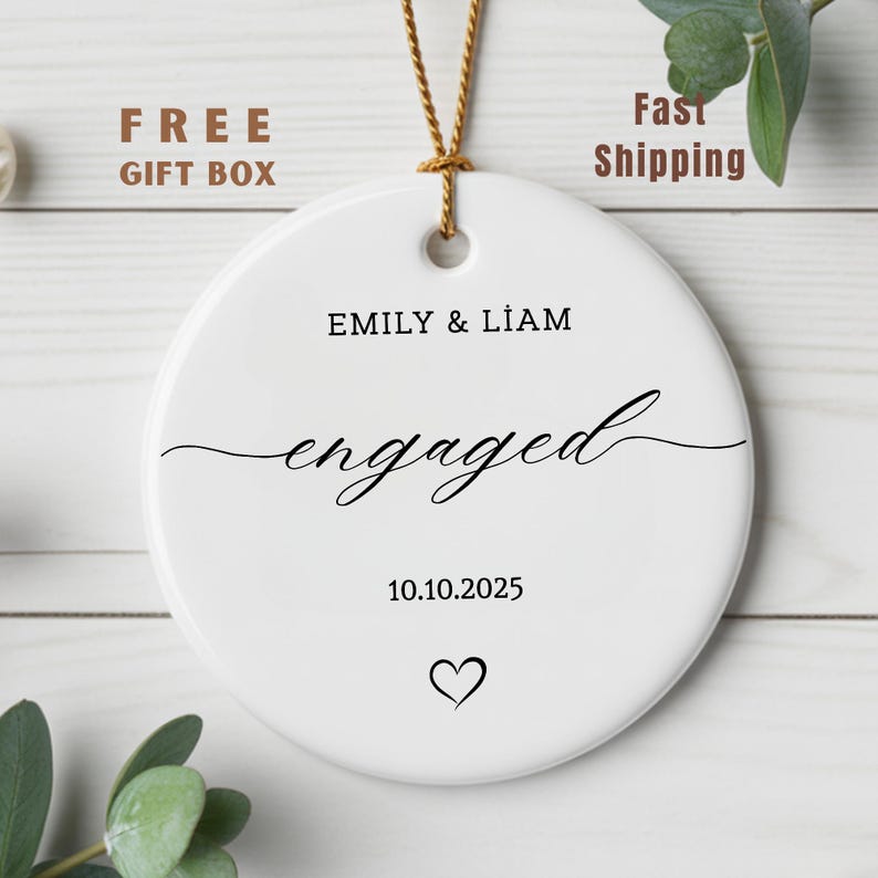 Custom Engagement Ornament, Personalized Engaged Bauble Gifts for ...