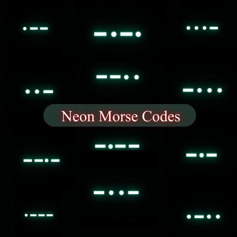 Neon Morse Code Alphabet Numbers Bundle, Cyberpunk Glow Cipher Clipart ...