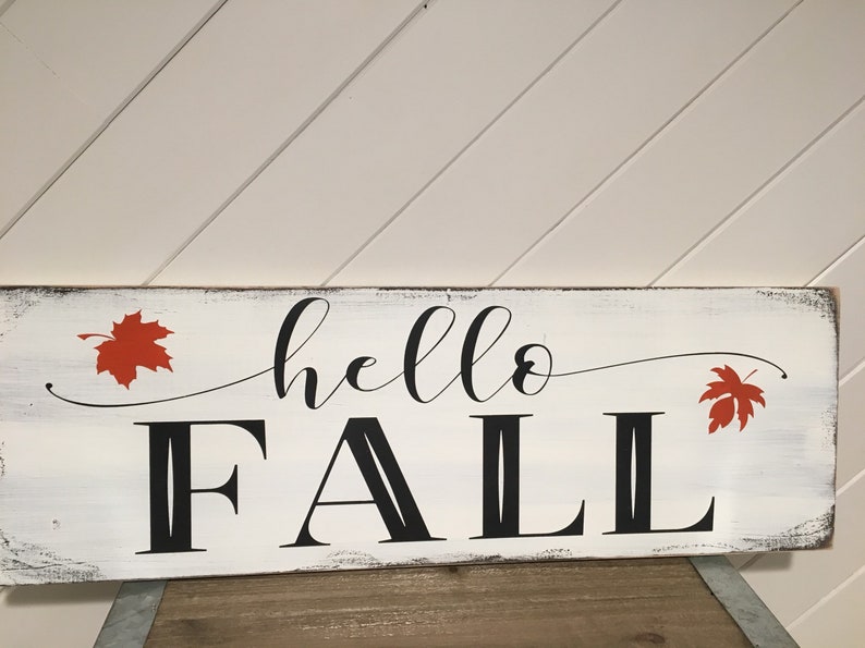 Hello Fall Wood Sign Farmhouse Style Hello Fall Sign Sign | Etsy