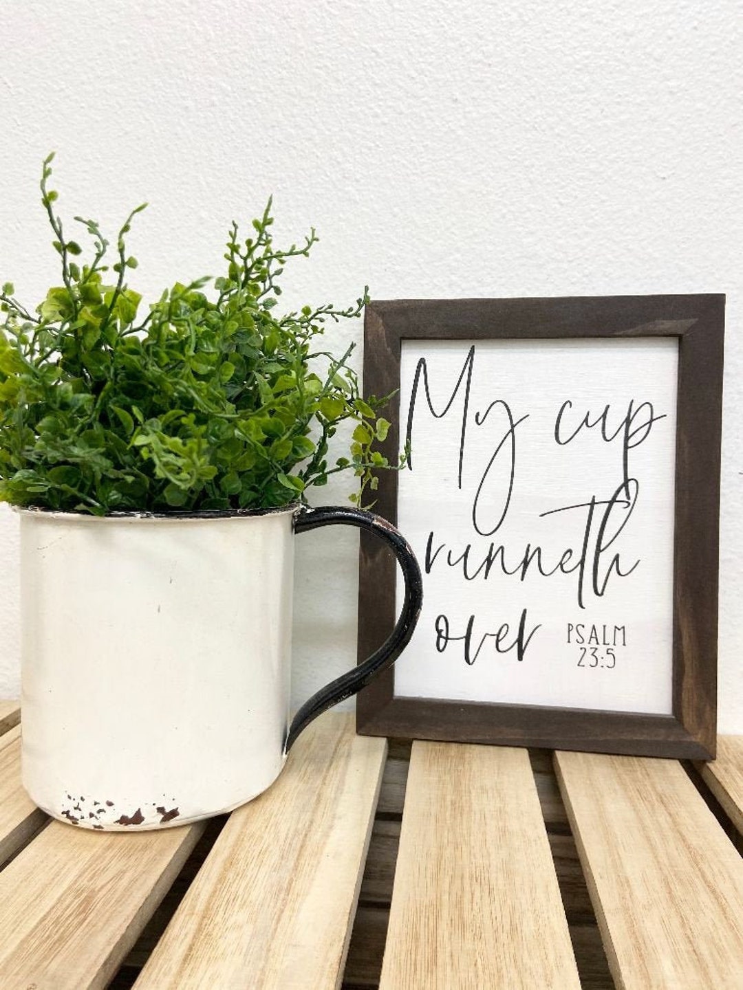My Cup Runneth Over Framed Sign Psalm 23:5 Christian Framed Coffee Sign ...