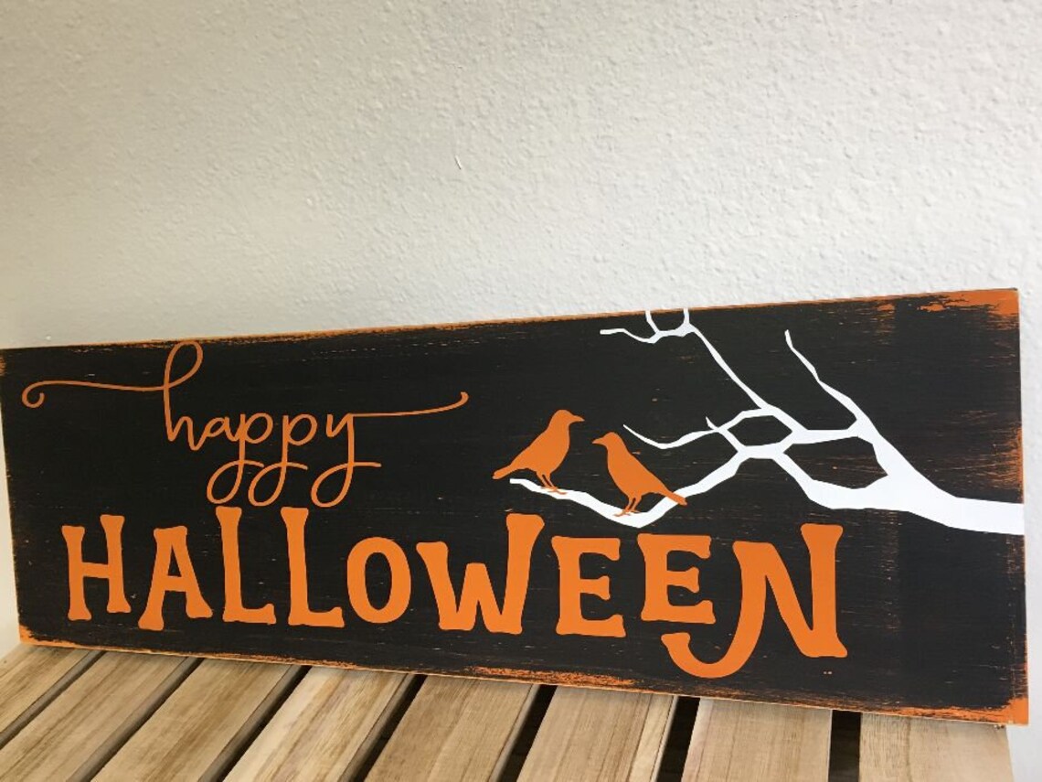 Happy Halloween Wood Sign Rustic Halloween Sign Halloween - Etsy