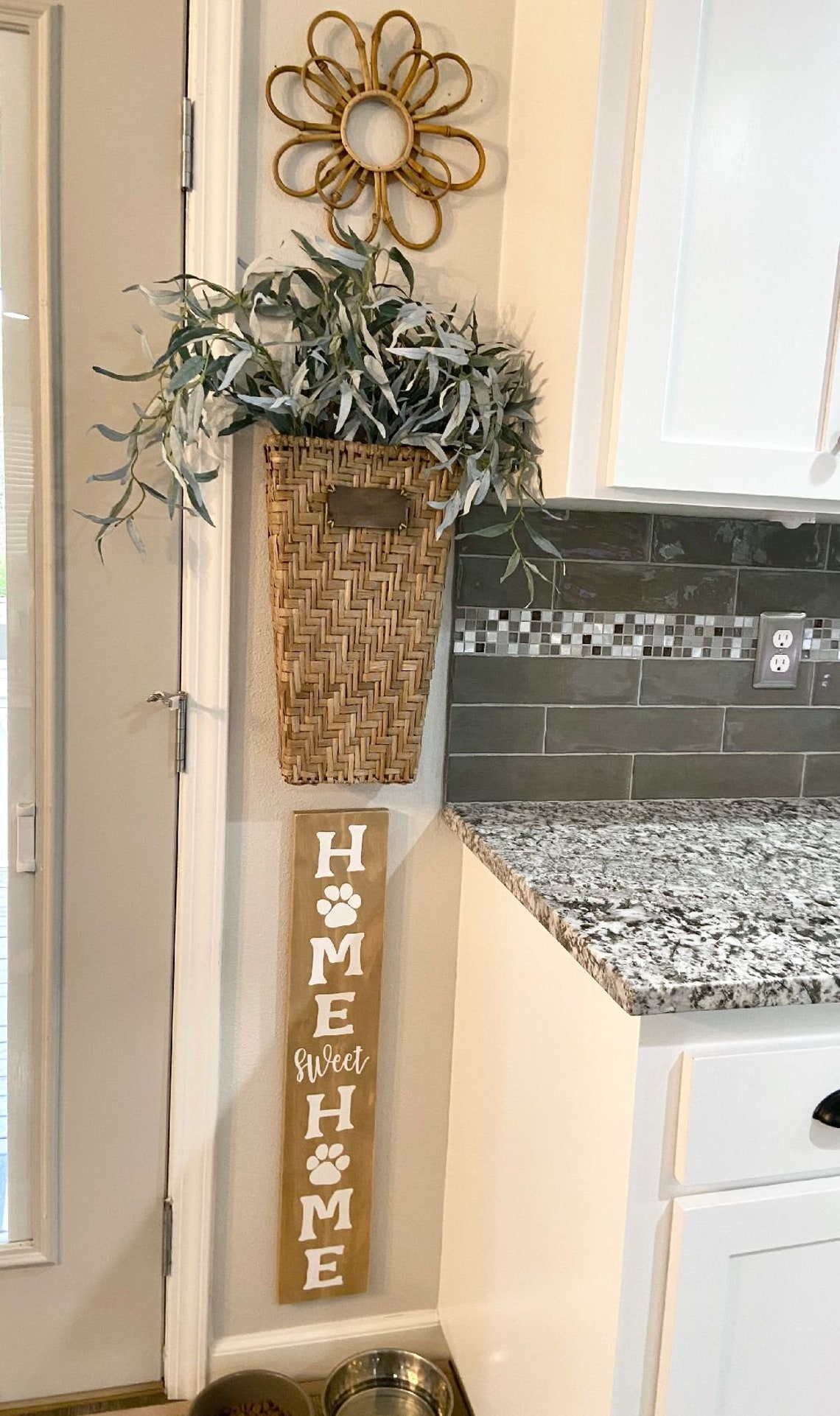 Home Sweet Home Pet Sign With Paw Prints Vertical Pet Sign - Etsy