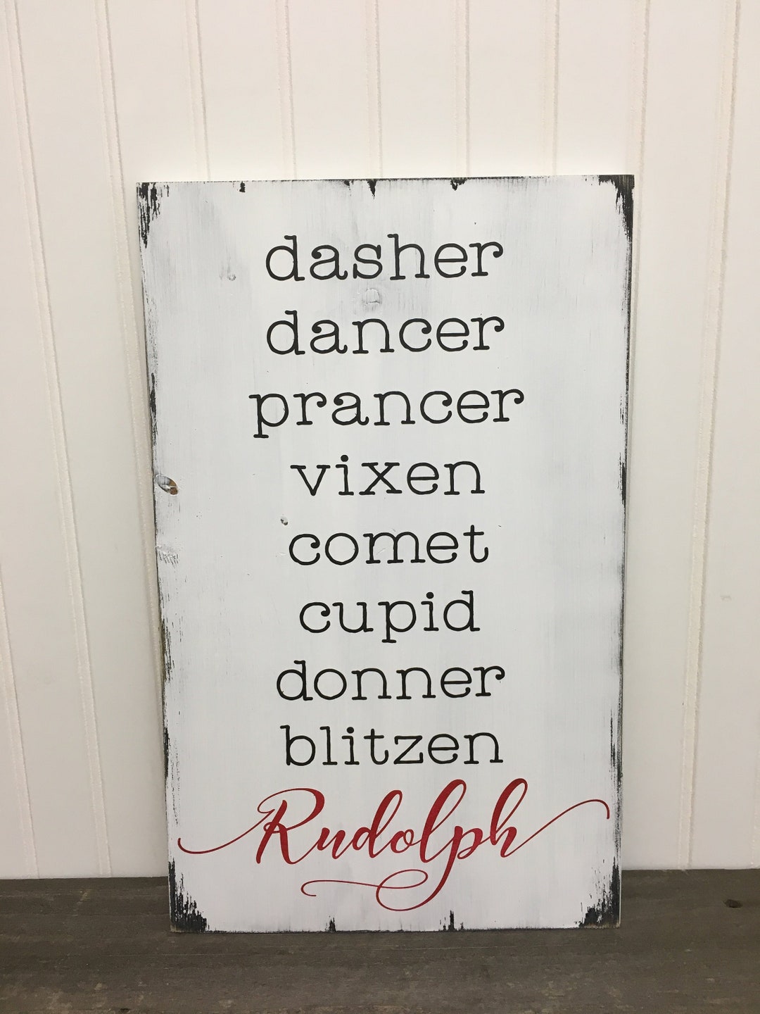 Reindeer Names Sign, Rudolph Wood Sign, Farmhouse Reindeer Names Sign ...
