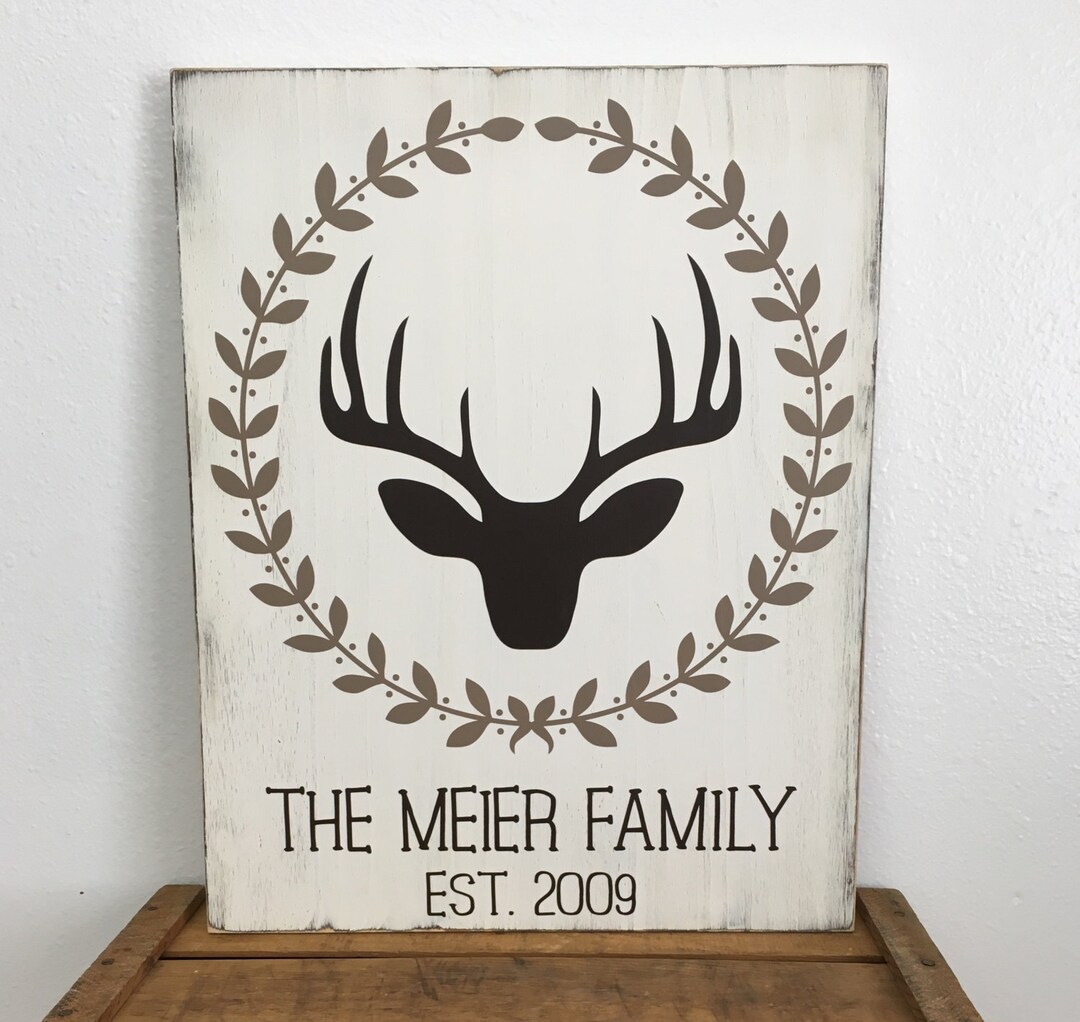 Personalized Family Sign With Deer Farmhouse Style Sign Deer With ...