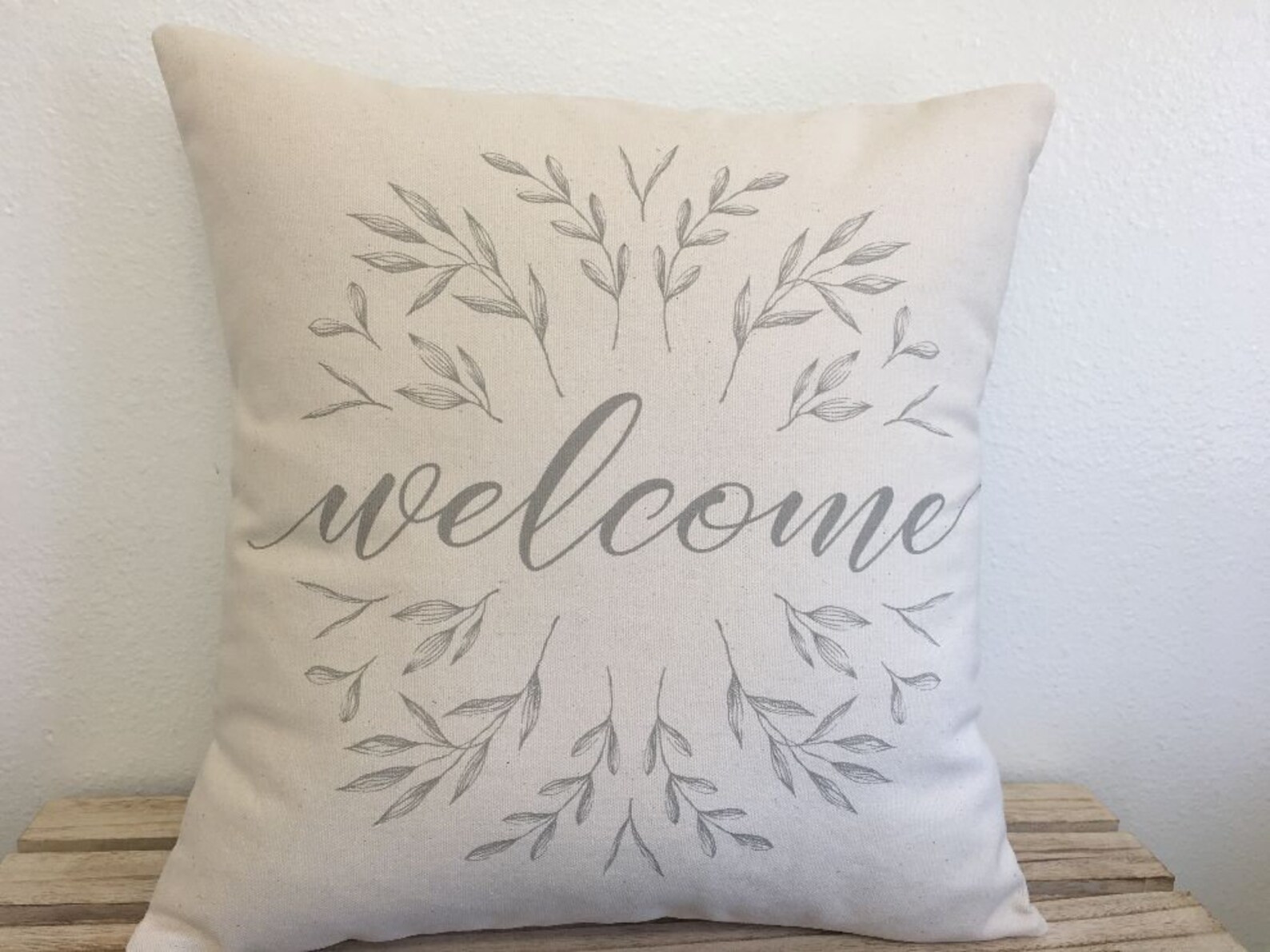Welcome Pillow With Wreath Wreath Welcome Pillow 12 | Etsy
