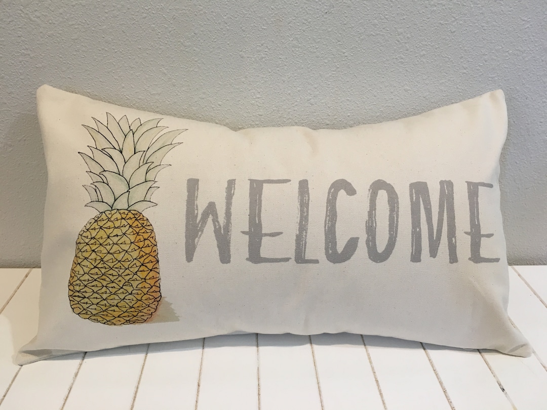 Welcome Pillow With Pineapple, Pineapple Pillow, Housewarming Gift ...