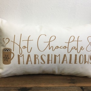Hot Chocolate & Marshmallows Pillow, Hot Chocolate Winter Pillow ...