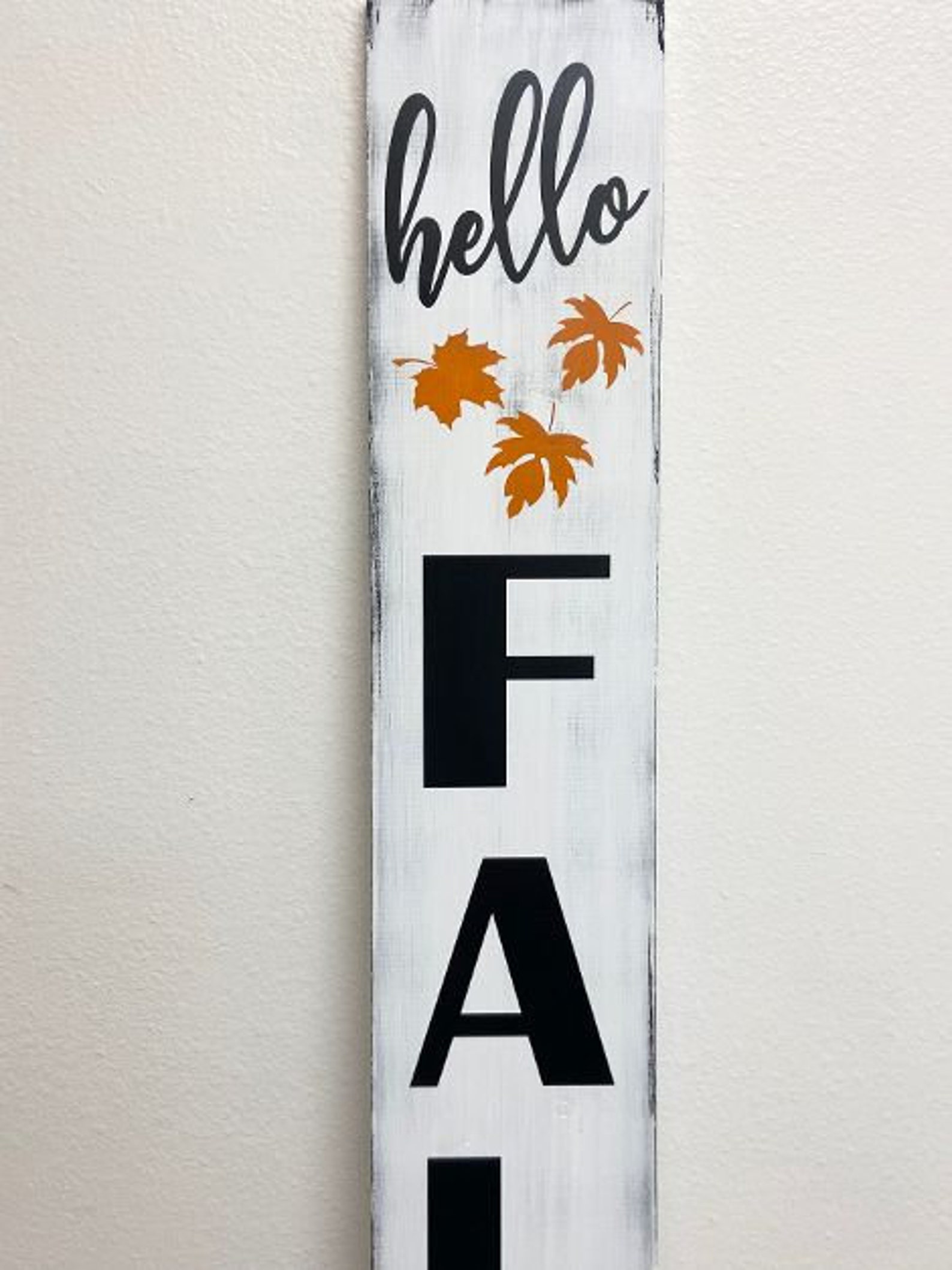 Hello Fall Porch Sign With Leaves and a Pumpkin Farmhouse - Etsy