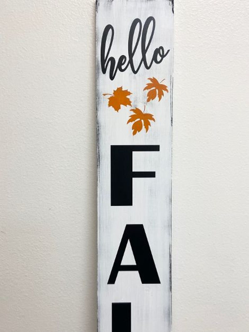 Hello Fall Porch Sign With Leaves and a Pumpkin Farmhouse - Etsy