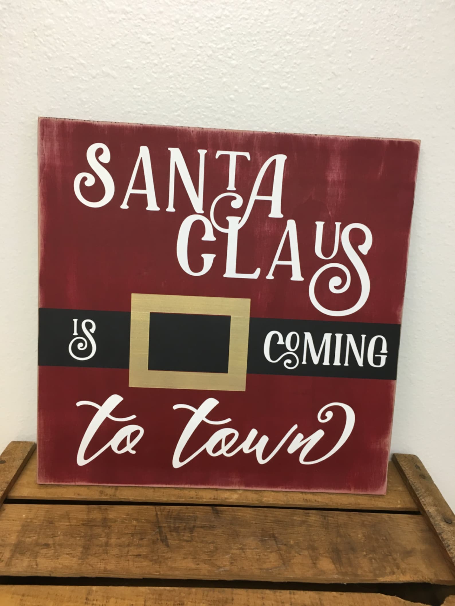 Santa Claus is Coming to Town Wood Sign Christmas Wood Sign | Etsy