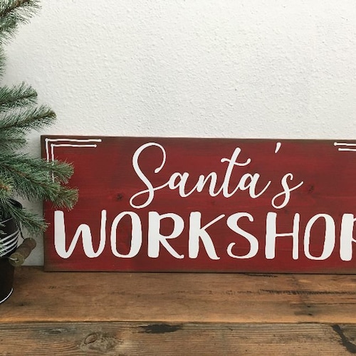 Santa's Workshop Sign Christmas Workshop Christmas Santa - Etsy
