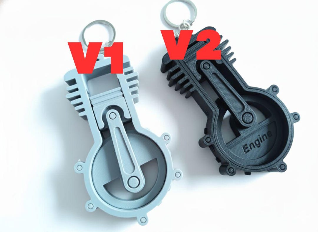 Set of 2 Anti-stress Engine Piston Keychains – V1 Grey + V2 Black ...